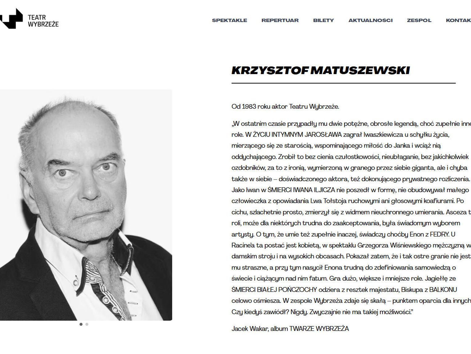 Zmarł aktor Krzysztof Matuszewski - jedna z legend Teatru Wybrzeże